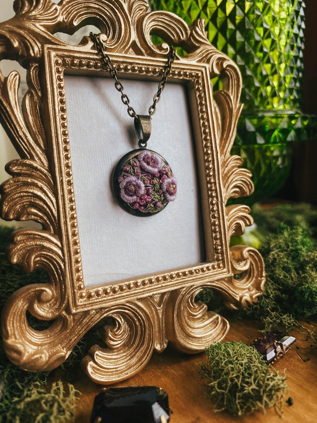Mini Magical Fairy Hand Embroidery Necklace Flower Embroidery Pendant ...