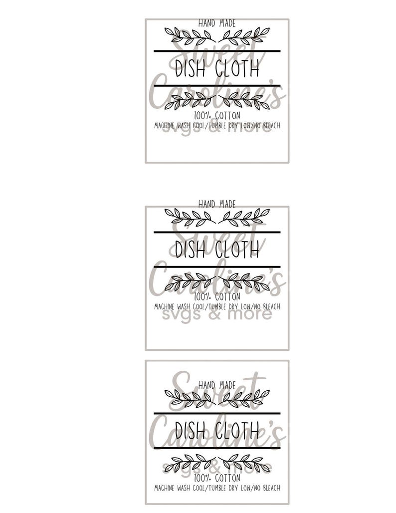 Printable Kitchen Crochet/knit Dishcloth Hot Pad Labels Digital ...