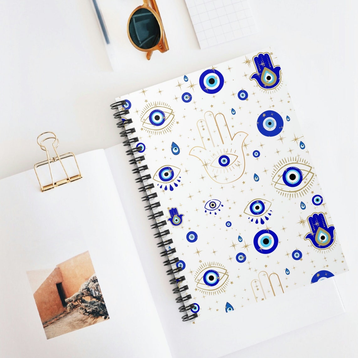 Evil Eye Notebook, Evil Eye Planner, Evil Eye Spiral Notebook, Blue ...