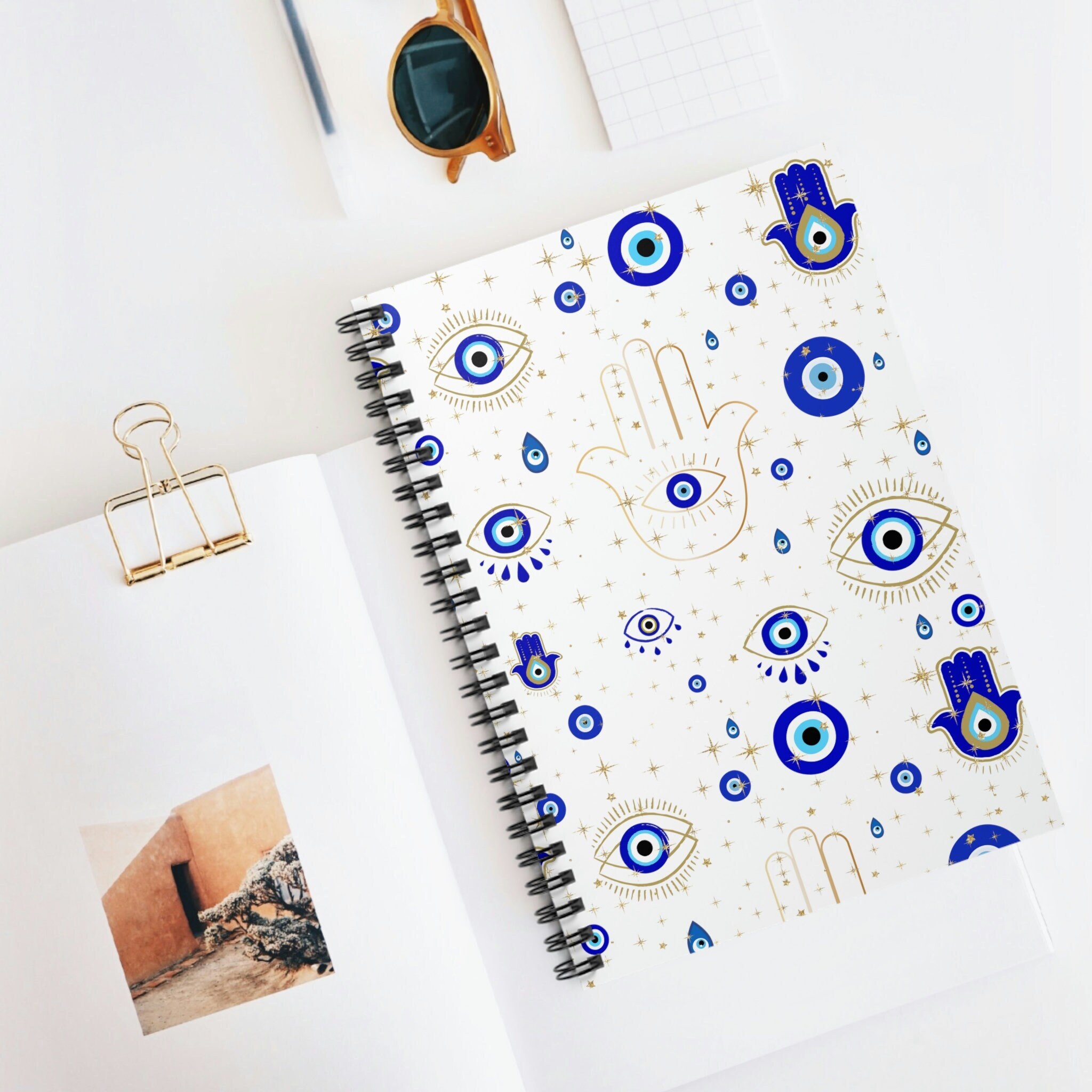 Evil Eye Notebook, Evil Eye Planner, Evil Eye Spiral Notebook, Blue ...