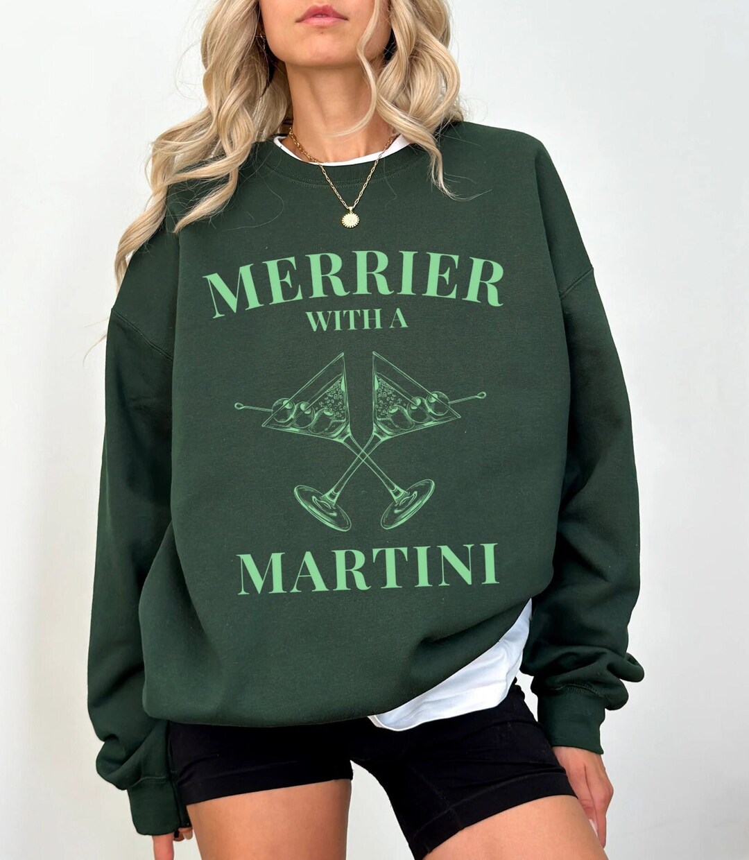 Merrier With a Martini Holiday Cocktail Sweatshirt Christmas Presents ...