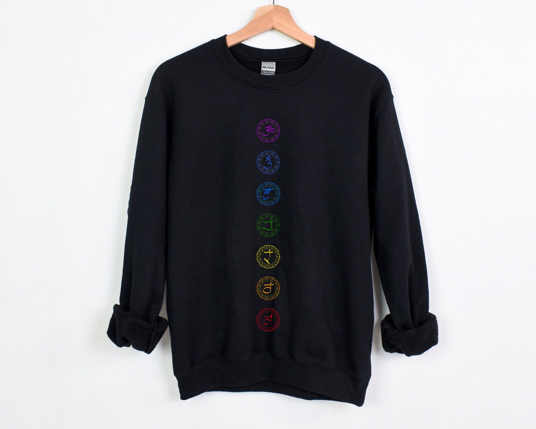 Chakra Sweatshirt 7 Chakras Tshirt Mystical Hoodies Yoga Crewneck ...