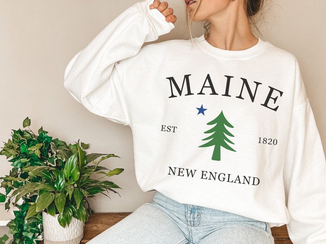1901 Maine Flag Sweatshirt Acadia National Park Tshirt Bar Harbor Shirt ...
