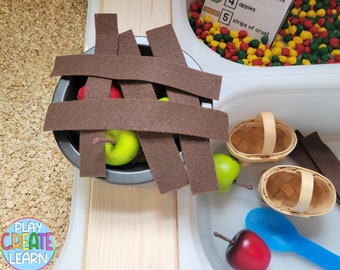 Apple Pie Math Sensory Bin Printables | Small Group Activities - Etsy