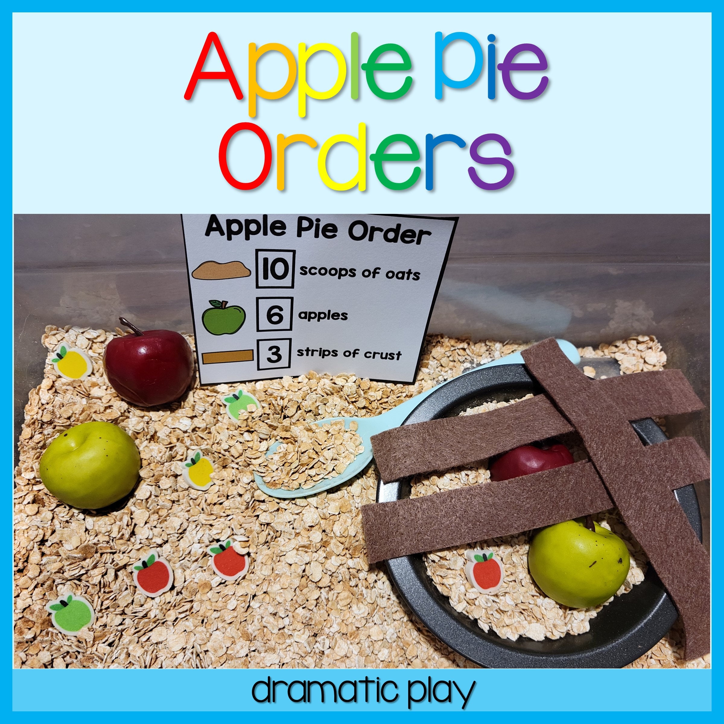 Apple Pie Math Sensory Bin Printables | Small Group Activities - Etsy