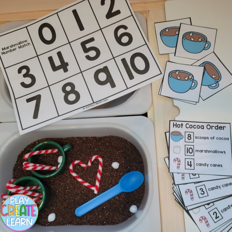 Hot Cocoa Math Sensory Bin - Etsy