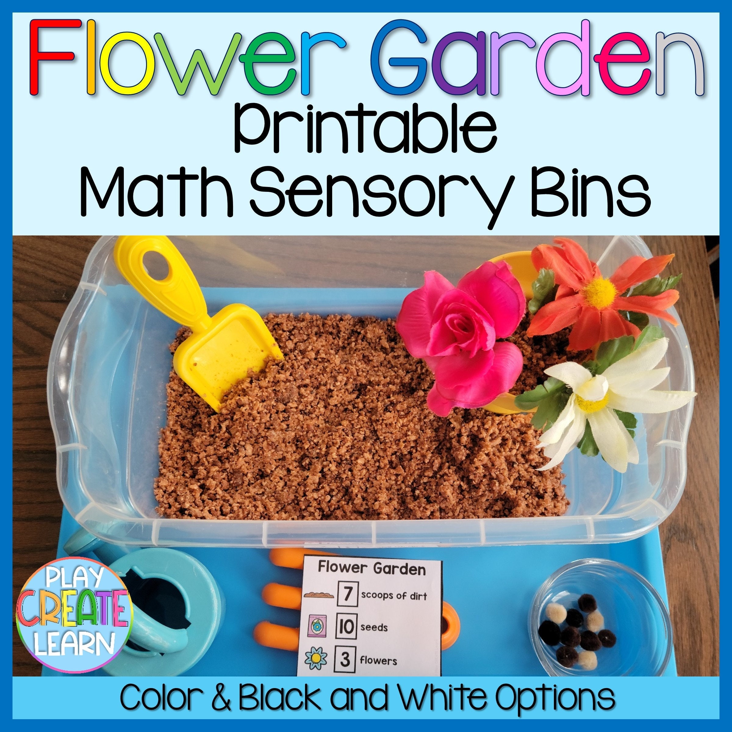 Flower Garden Math Sensory Bin Printables | Small Group Activities - Etsy