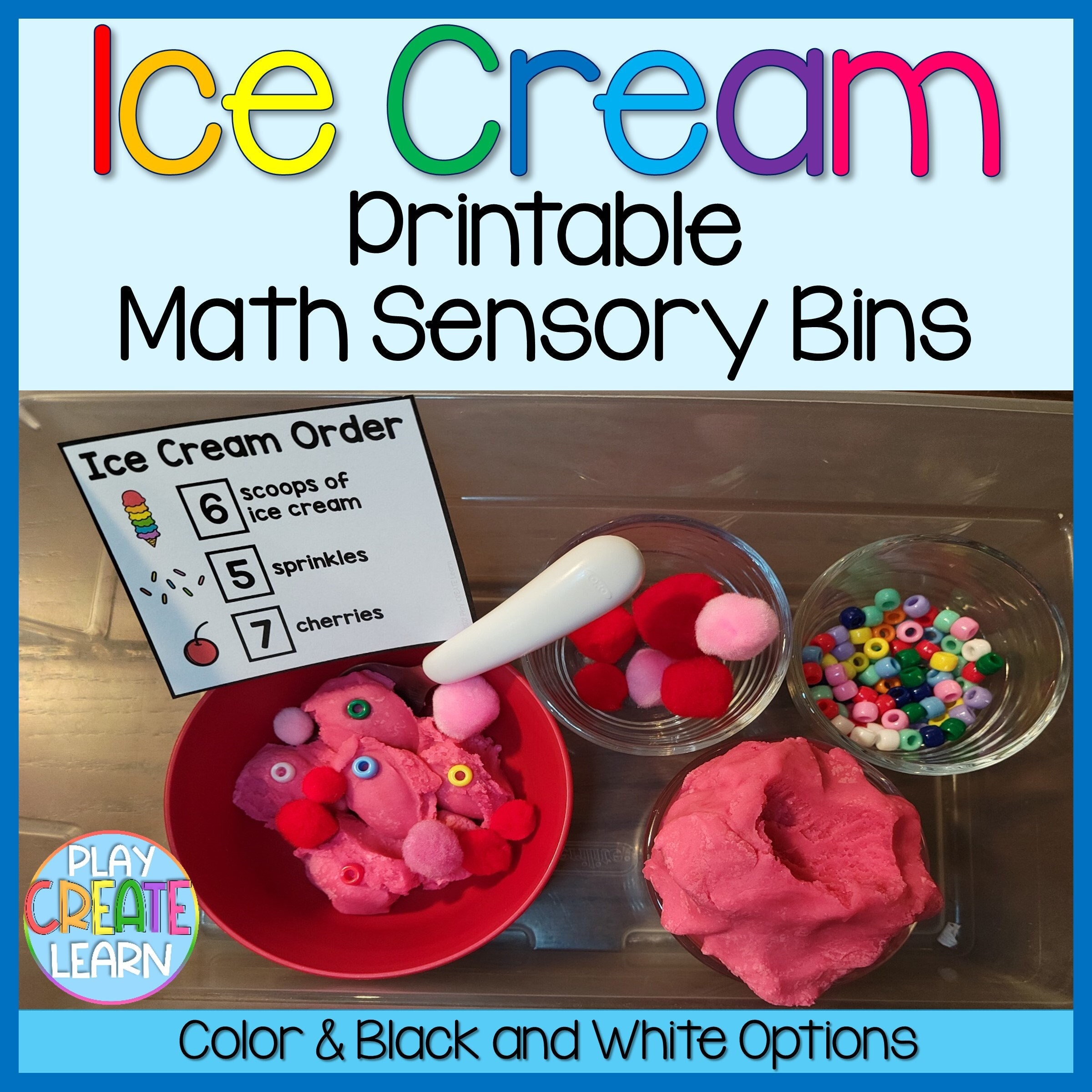Ice Cream Math Sensory Bin Printables | Small Group Activities - Etsy