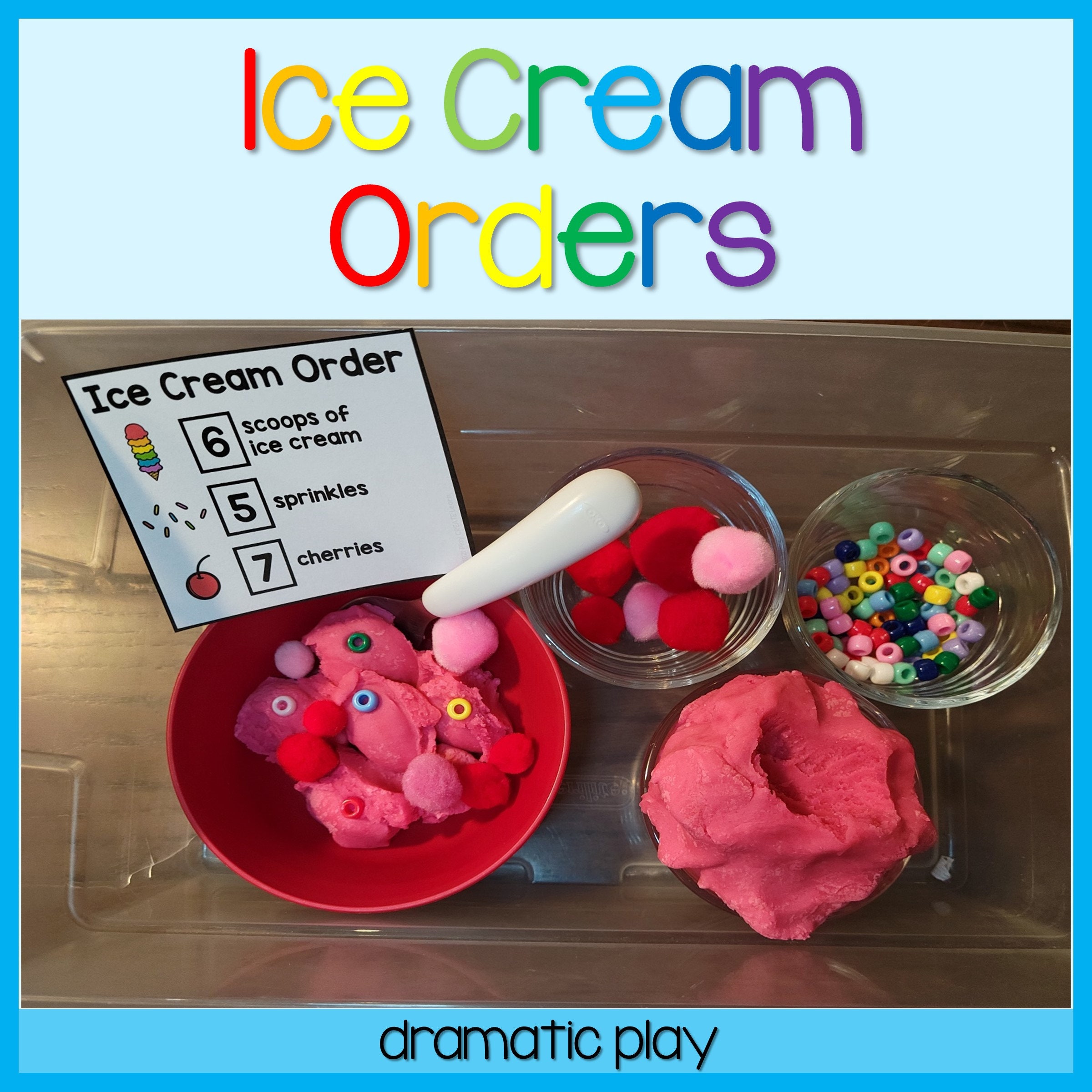 Ice Cream Math Sensory Bin Printables | Small Group Activities - Etsy