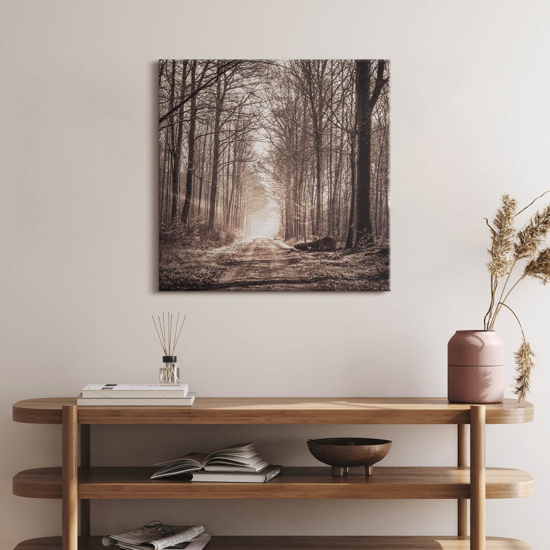 Forest Path in Sepia Colors Canvas, Picture Wall Hanging, Brown Wall ...