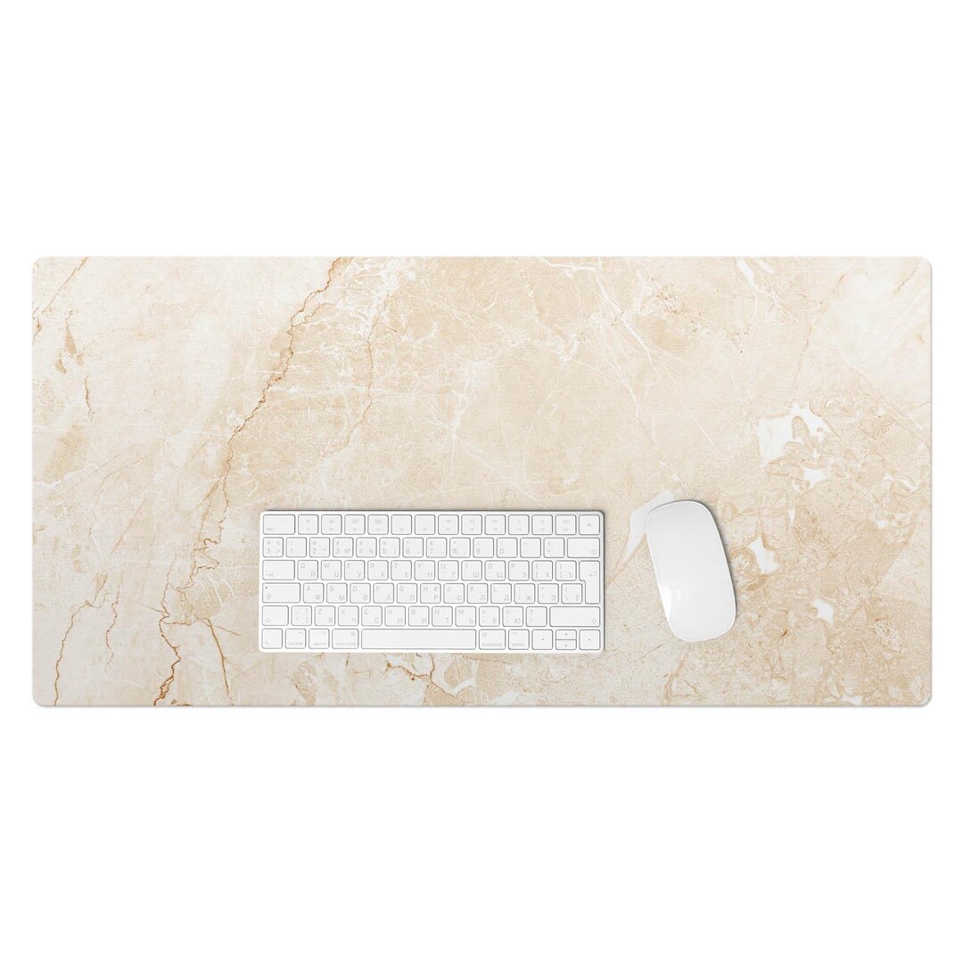 Marble Veins Desk Mat, Beige Desk Pad, PVC Table Protector, Textures ...