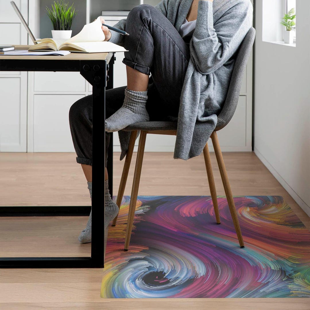 Swirling Colors Chair Floor Protector, Purple Desk Chair Mat, Computer ...
