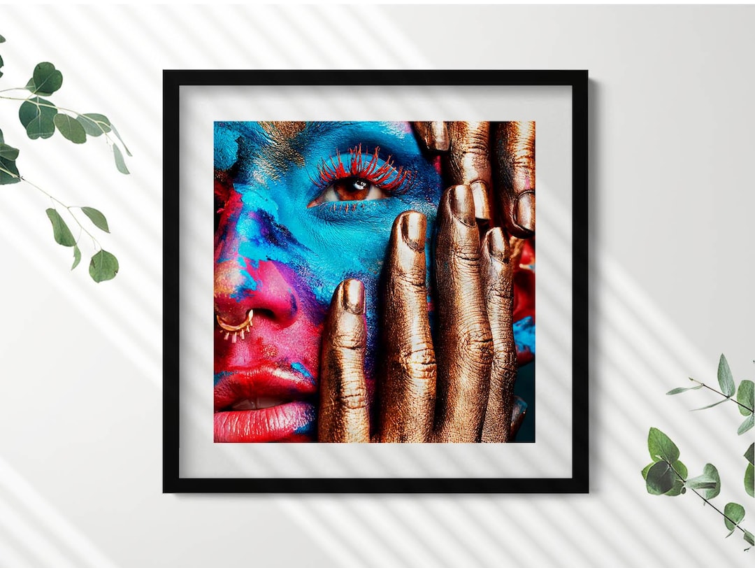 Art - Colorful Woman Face Framed Art, People Illustration in Frame ...
