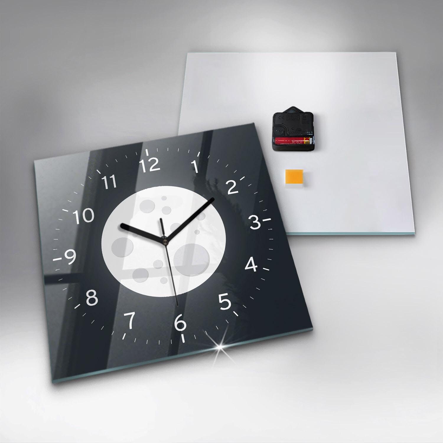 Clock Full Moon, Astronomy Themed Black Hanging Clock, Unique Number ...