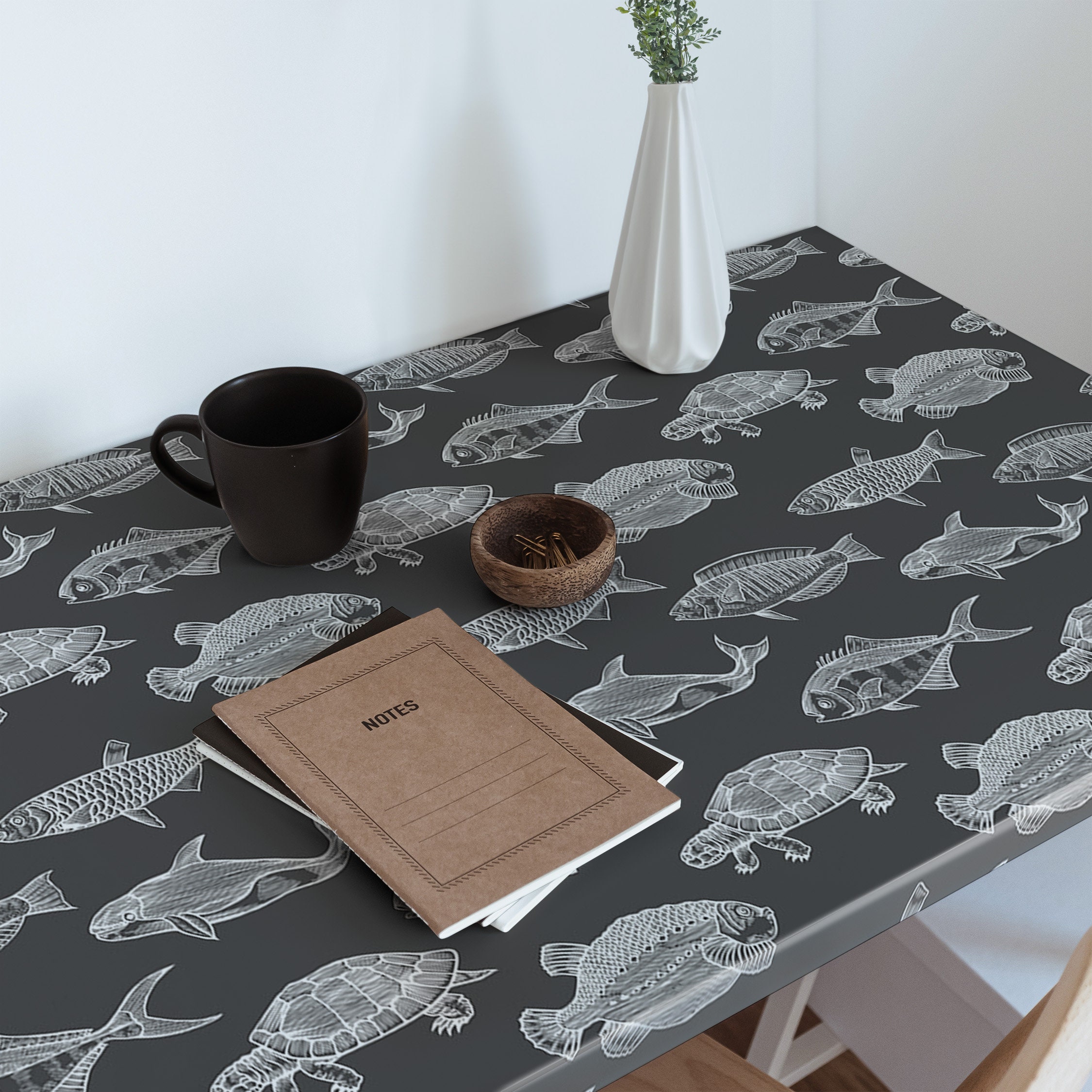 Cartoon Fish and Turtles Furniture Sticker, Texture Adhesive Foils ...