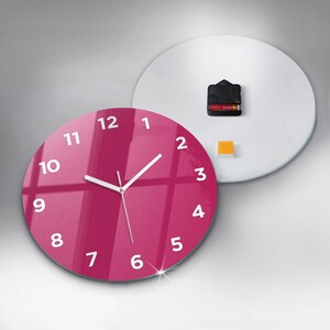 Pink Glass Clock, Pink Wall Clock, Solid Color Hanging Clock, Custom ...