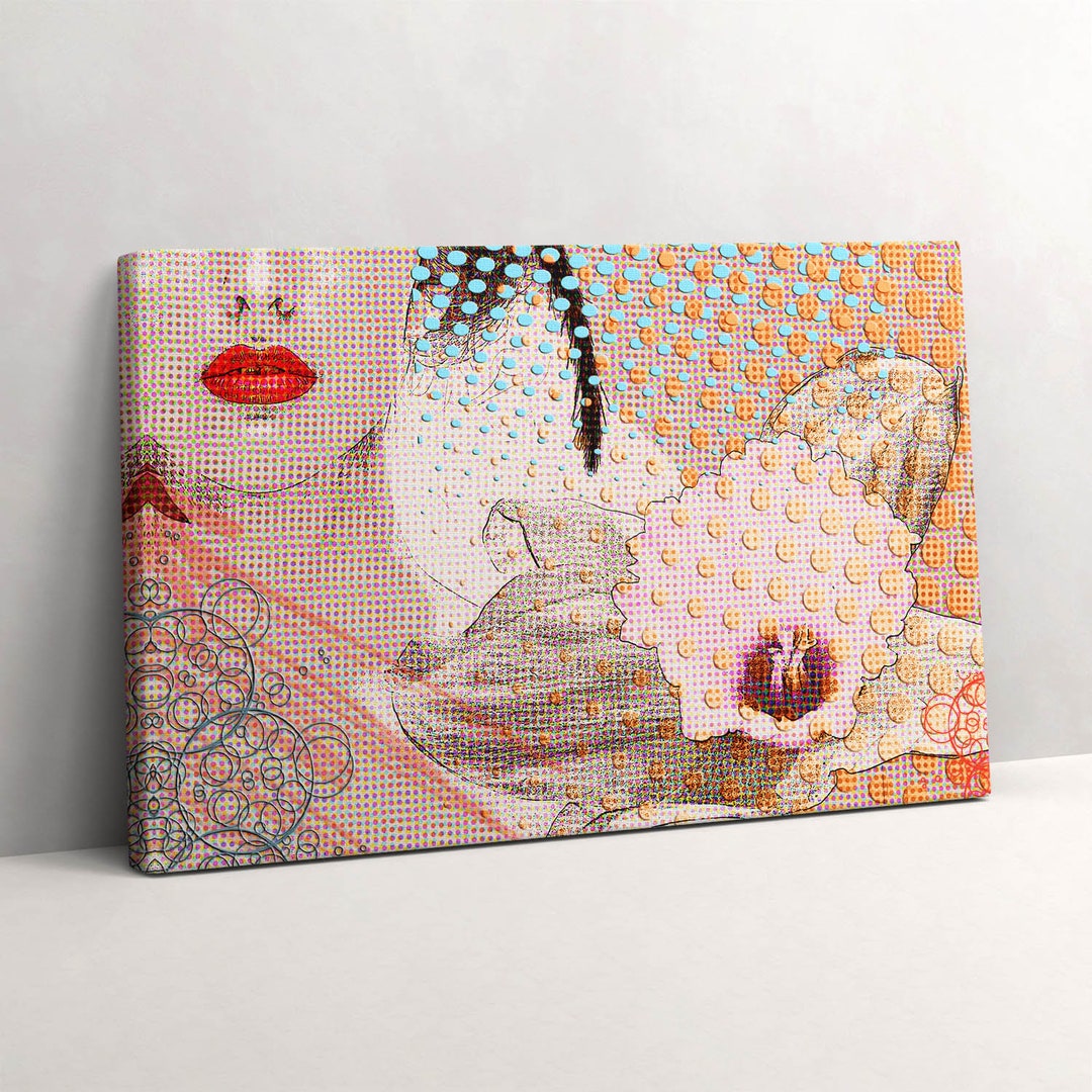 Pop Art Comic Illustration Canvas, Picture Wall Hanging, Beige Wall Art ...