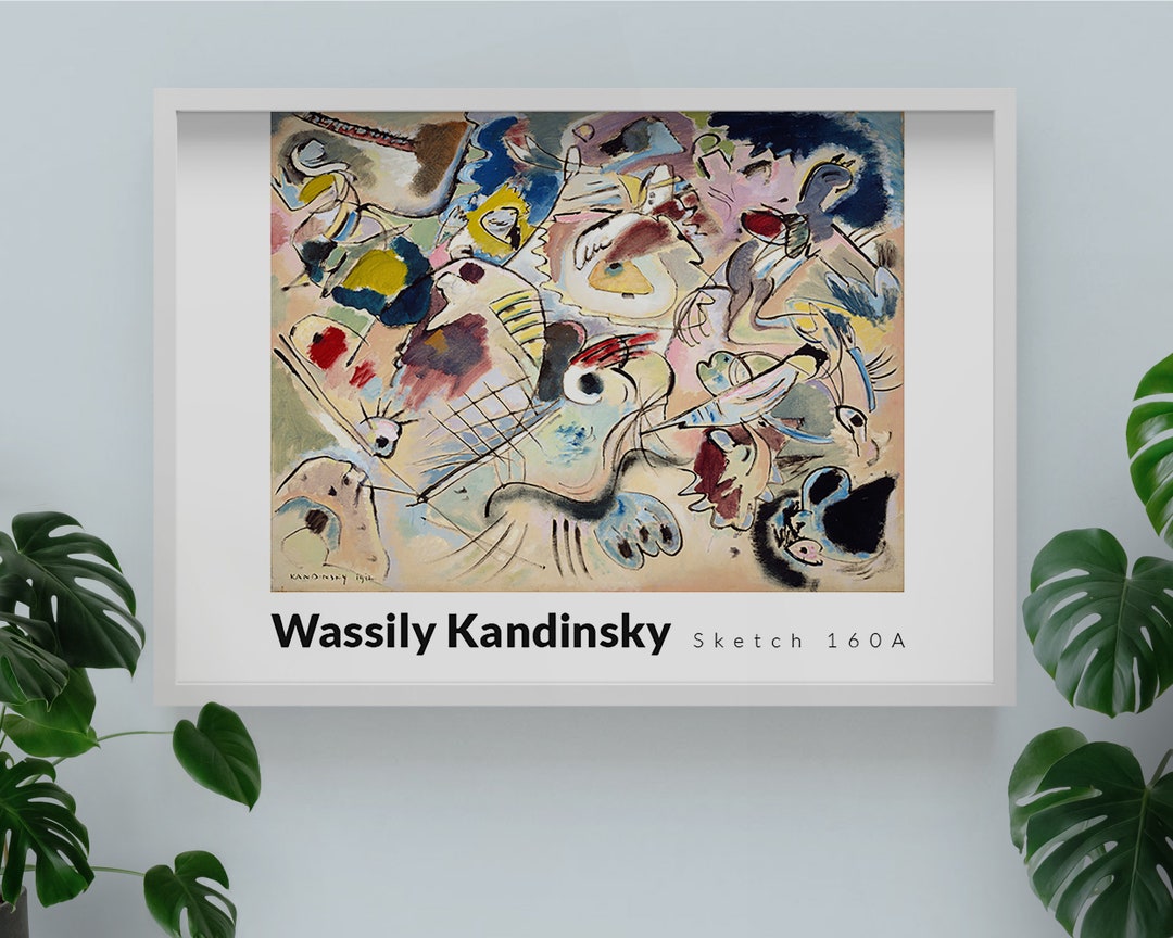 Wassily Kandinsky Sketch 160A Poster, Beige Retro Home Decor, Black ...