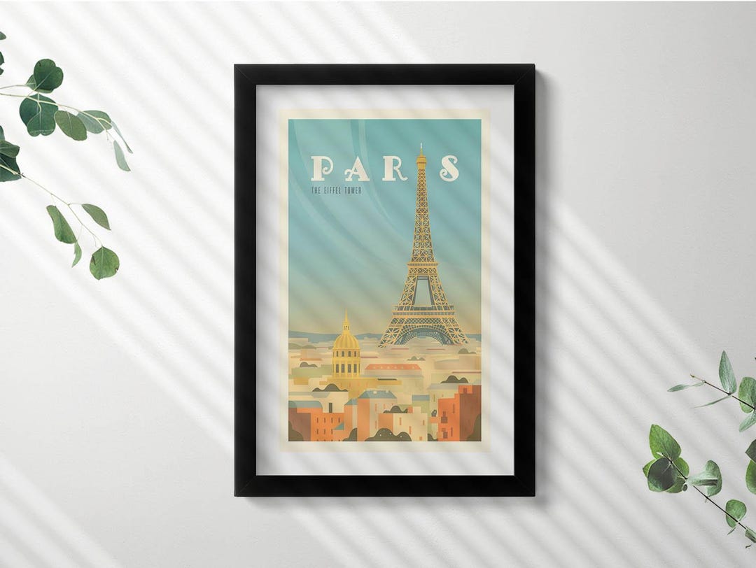 Illustration of Paris and the Eiffel Tower Framed Art, City ...