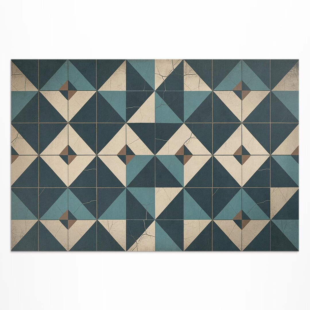 Art Deco Tiles With Geometric Figures Outdoor Rug, Faux Tiles Patio ...