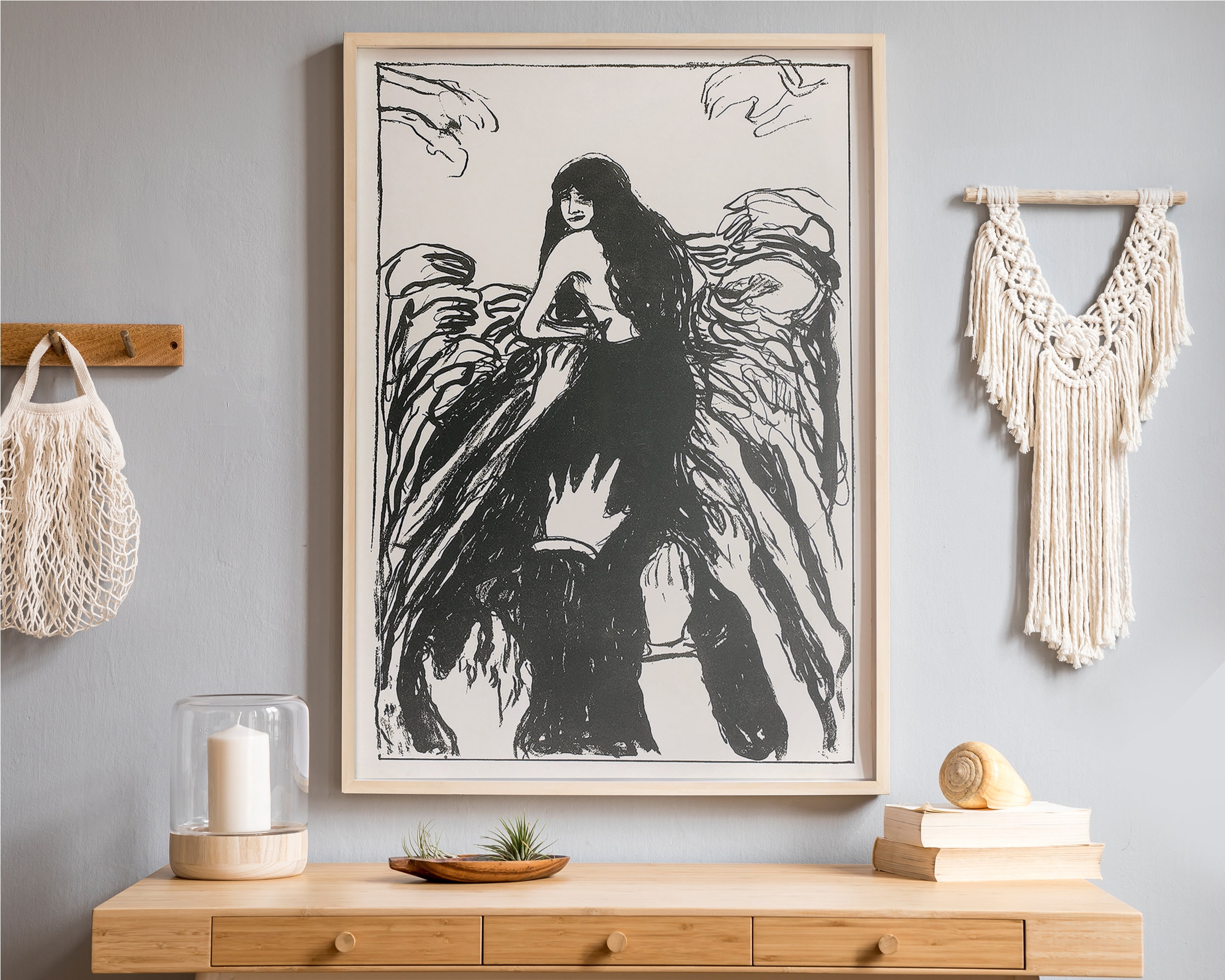 The Hands 1895 by Edvard Munch Poster, Black Wall Art Paintings, Beige ...