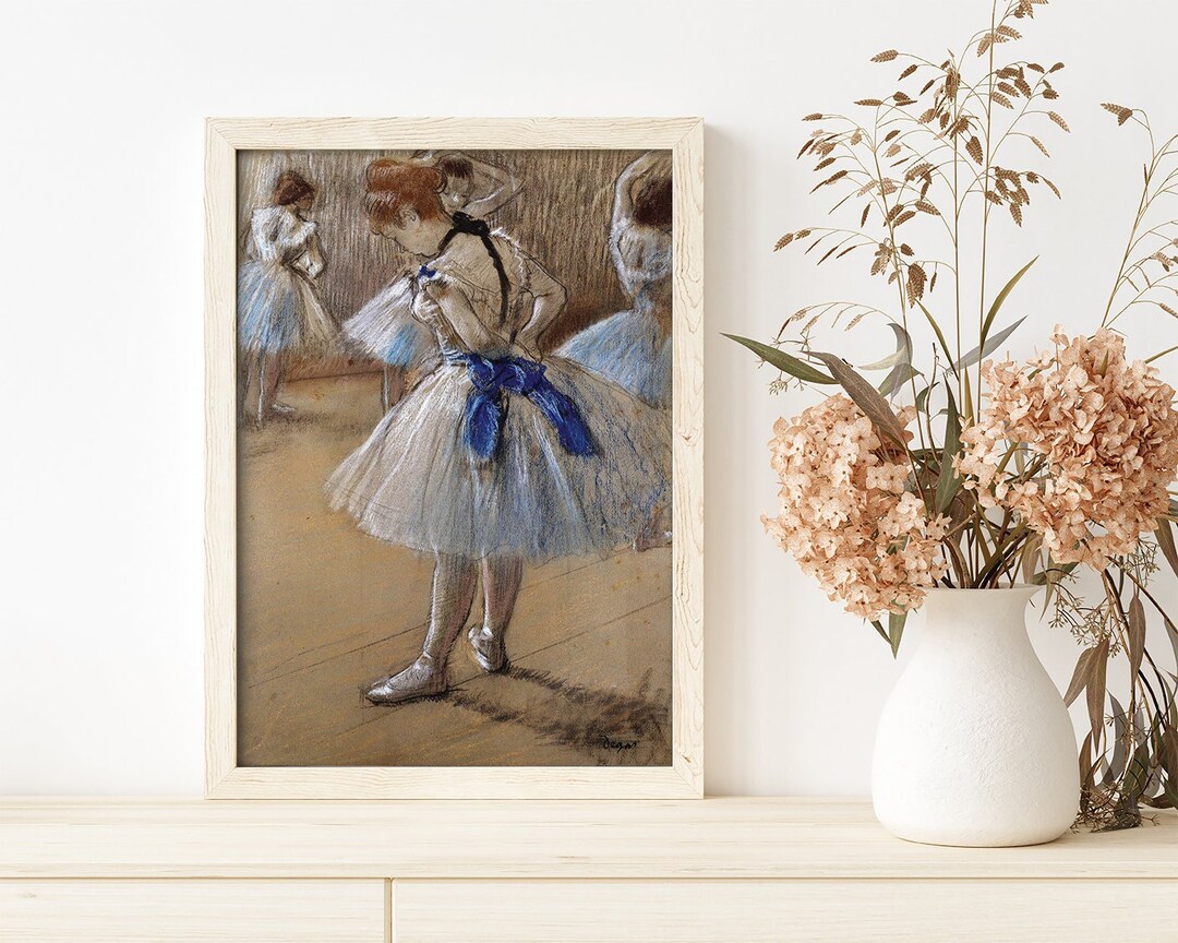 The Dancer Edgar Degas Poster, White Famous Art Print, Blue Wall Decor ...