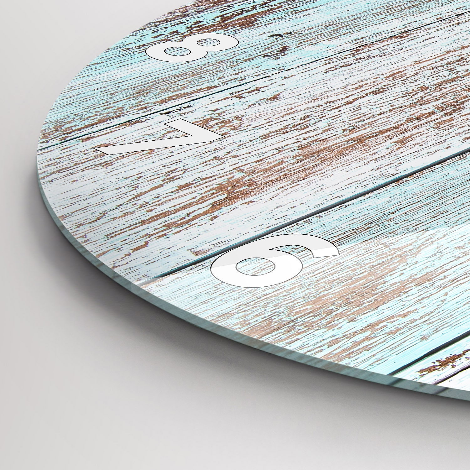 Pastel Wood Glass Clock, Turquoise Wall Clock, Nature Hanging Clock ...