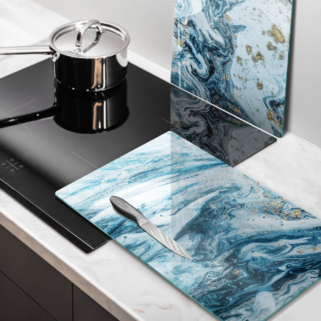 Structure With Gold Cutting Board, Tempered Glass Chopping Board, Blue ...