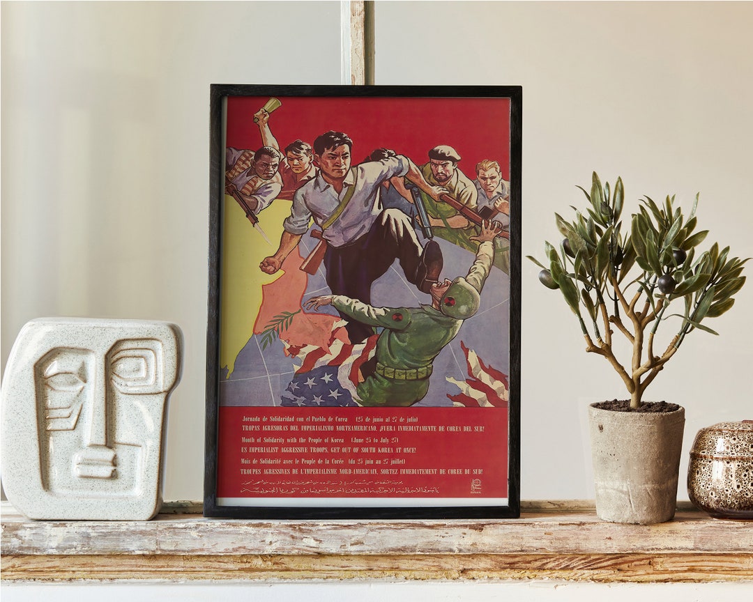 Korea Anti Imperial Propaganda Poster Poster, Red Retro Home Decor ...