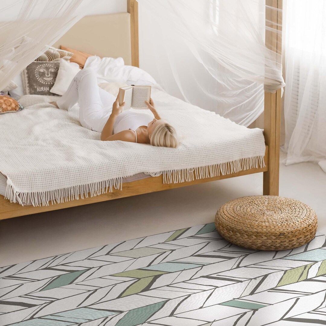 Abstract Herringbone Illustration Indian Style Rug for Living Room ...