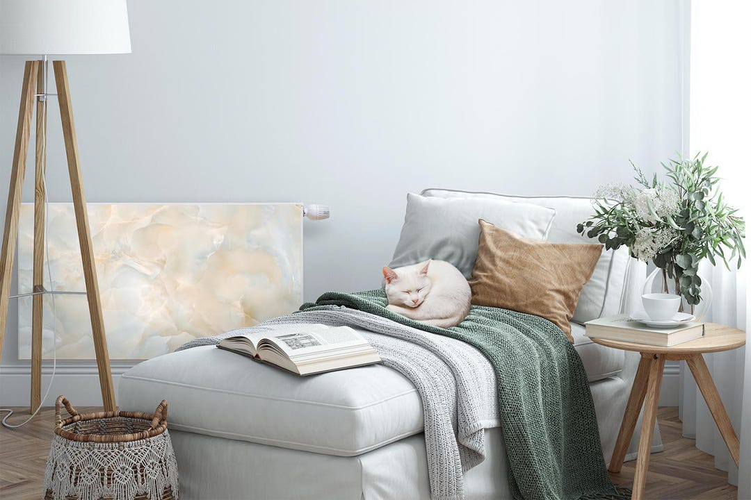 Marble Structure Stone Texture Radiator Cover, Creamy Magnet Mat ...