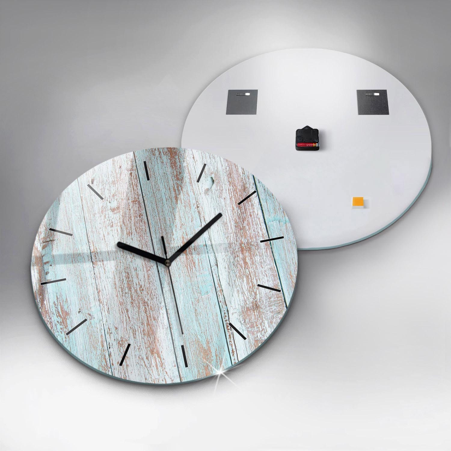 Pastel Wood Glass Clock, Turquoise Wall Clock, Nature Hanging Clock ...