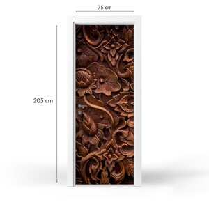 Wooden Flower Sculpture Door Sticker, Self-adhesive Cover, Texture Door ...