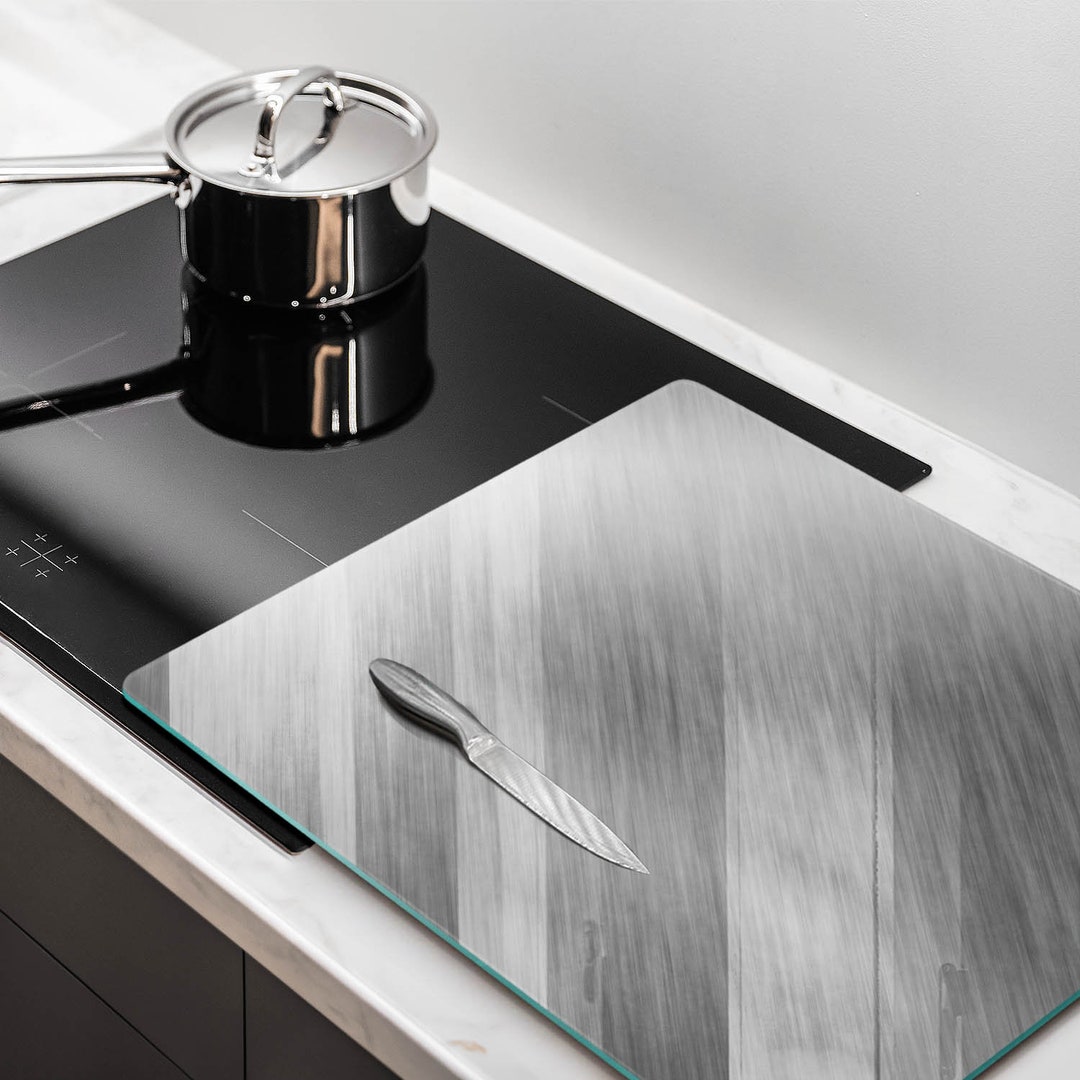 Metal Texture Background Cutting Board, Tempered Glass Chopping Board ...