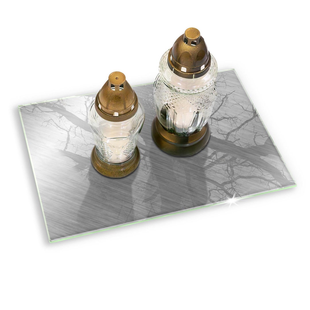 Metal Texture Tempered Glass Base, Grave Lantern Holder, Organic ...