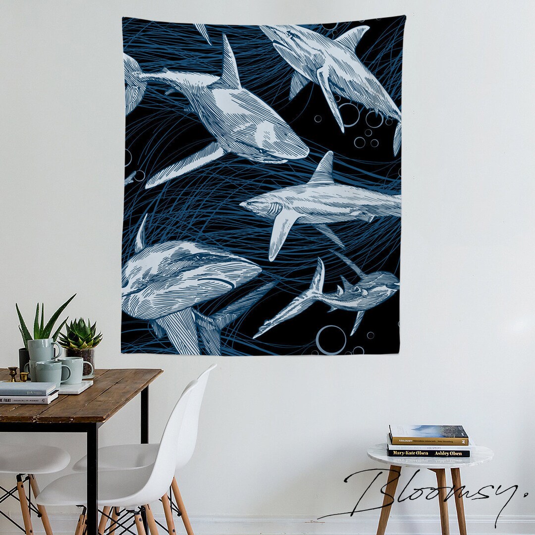 Sharks Tapestry, Big Ocean, Fish, Big Fish, Sea, Big Leaves, Paradise ...