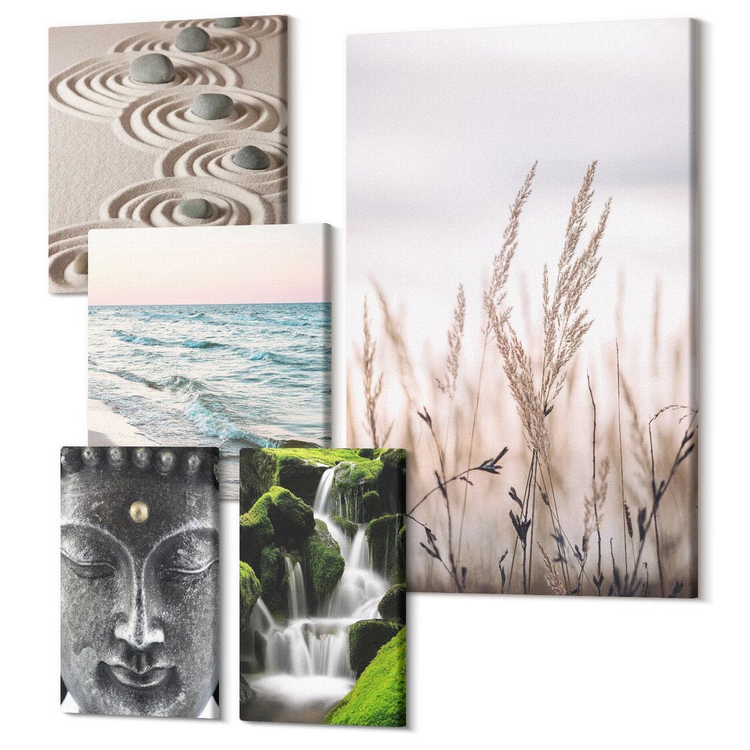 Canvas Wall Art Set of 5 - Relaxing Nature, the Peace of Water and the ...