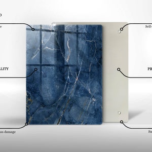 Stone Texture Marble Chopping Board, Tempered Glass Cutting Board, Blue ...