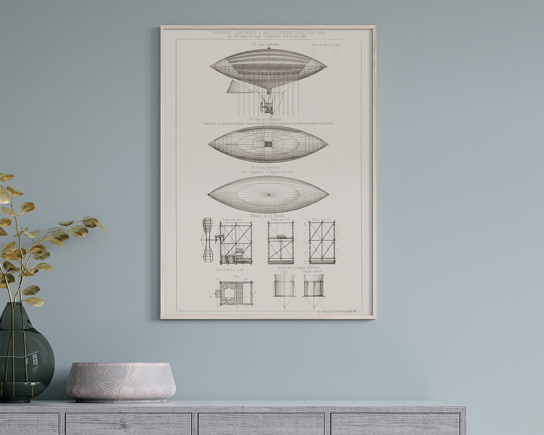 Poster Wall Art Aeronautics Print by Albert and Gaston Tissandier # ...