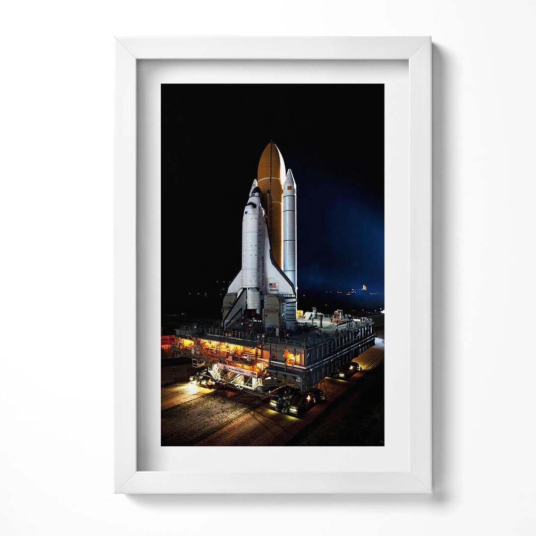 Nasa Space Rocket Print in Frame, Earth and Space Art Print, Gray Wall ...