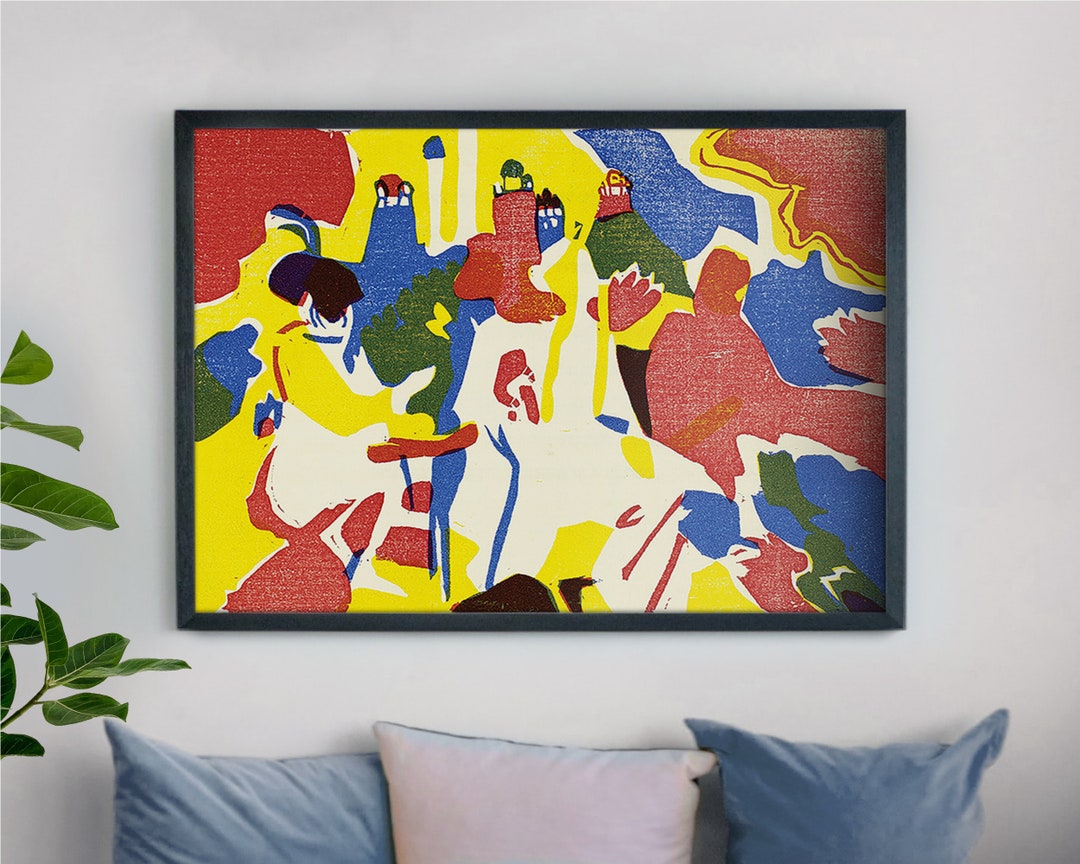 Klänge 1913 by Wassily Kandinsky Poster, Red Retro Home Decor, Blue ...