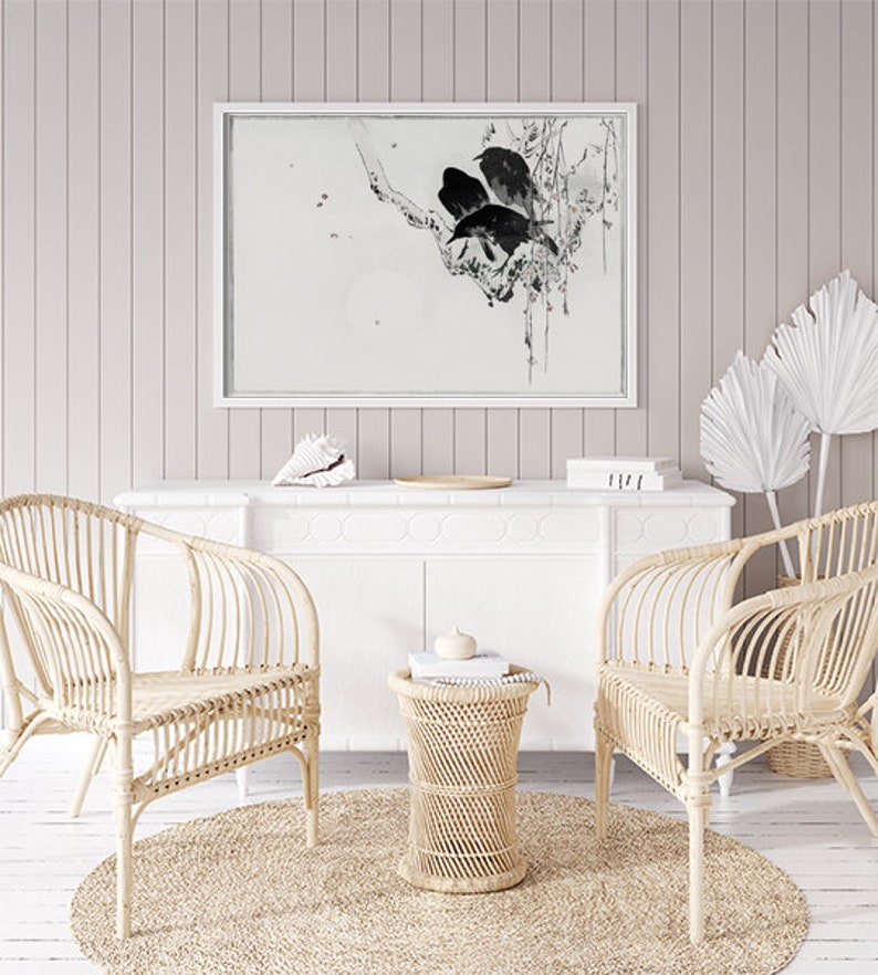 Poster Wall Art Japanese Crows and Branch by Wantanabe Seitei RO49 ...