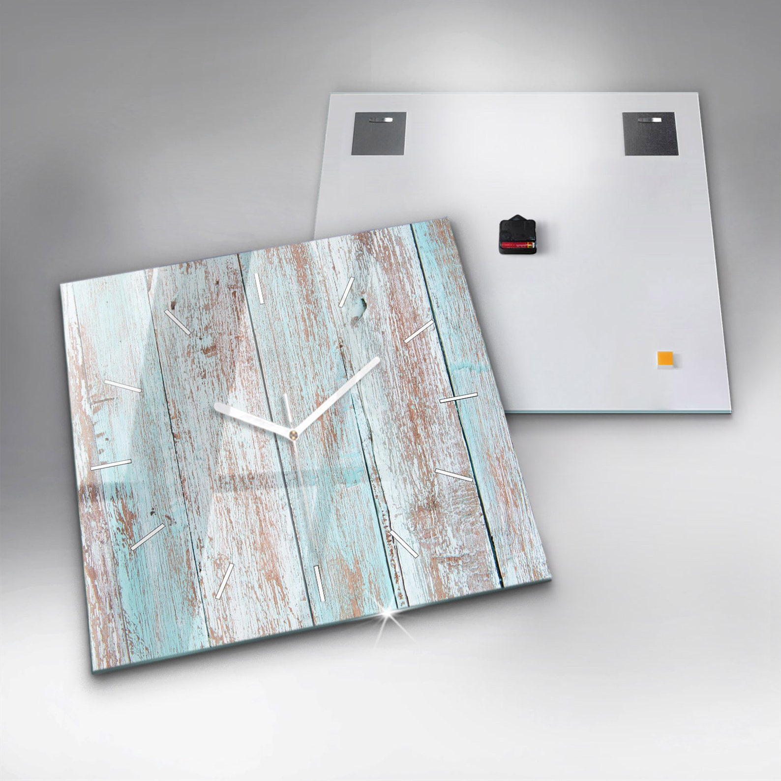 Pastel Wood Glass Clock, Turquoise Wall Clock, Nature Hanging Clock ...