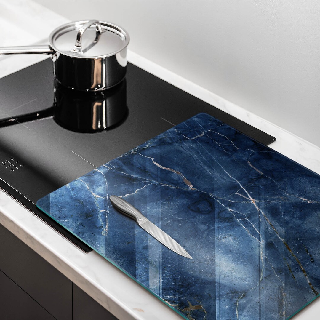 Stone Texture Marble Chopping Board, Tempered Glass Cutting Board, Blue ...