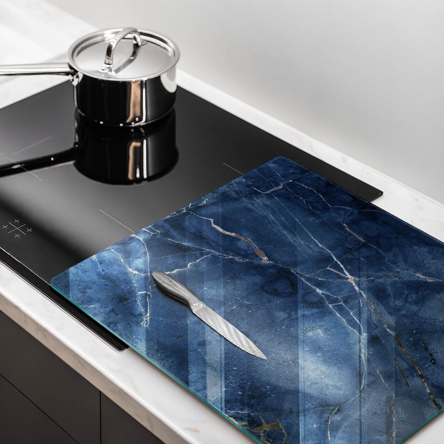 Stone Texture Marble Chopping Board, Tempered Glass Cutting Board, Blue ...
