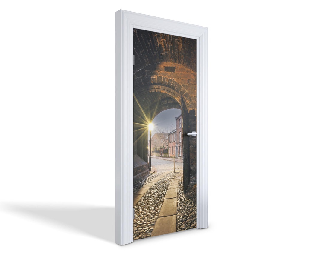 Old City Gate Door Sticker, Self-adhesive Cover, Architecture Door ...