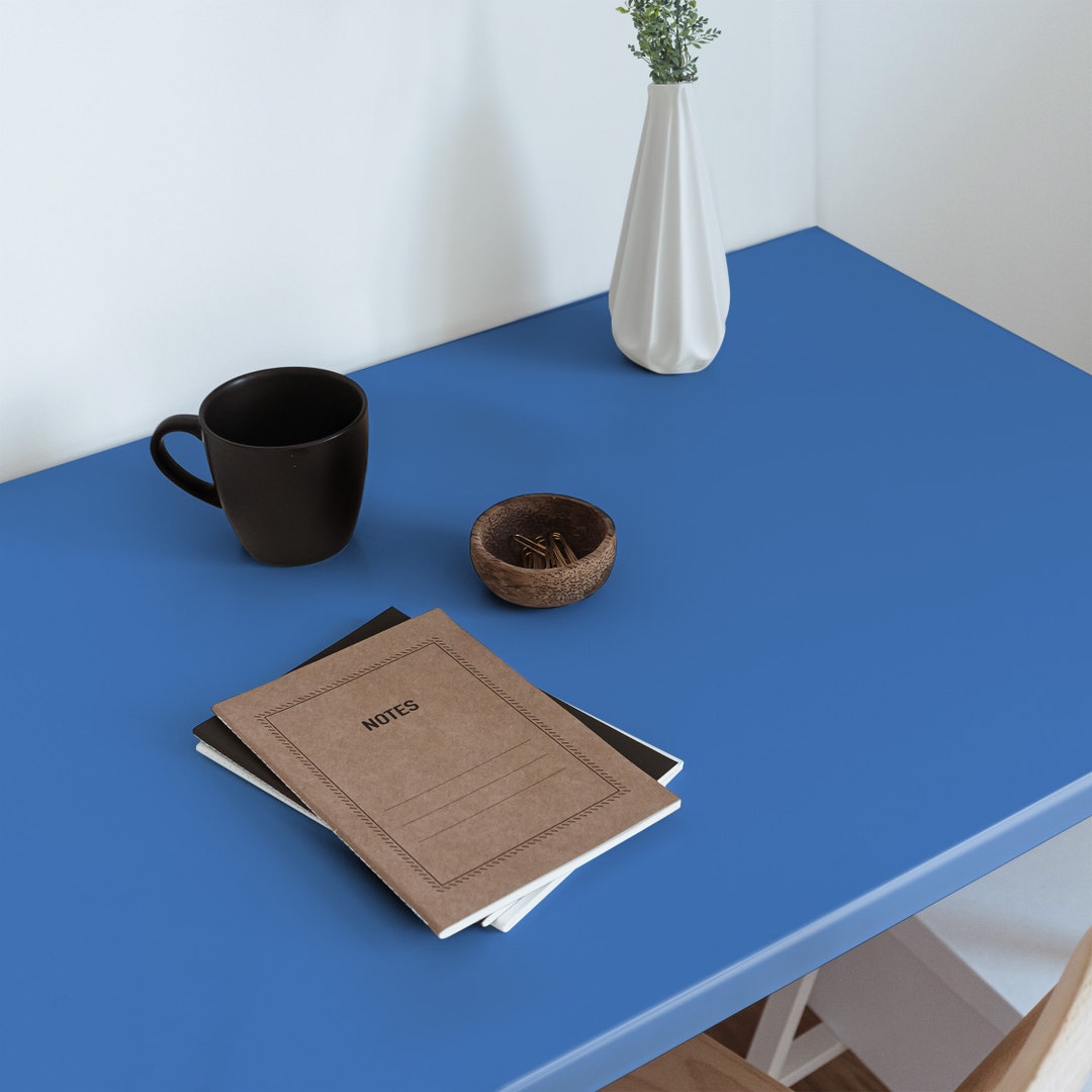 Blue Color Furniture Sticker, Texture Adhesive Foils, Solid Color Style ...