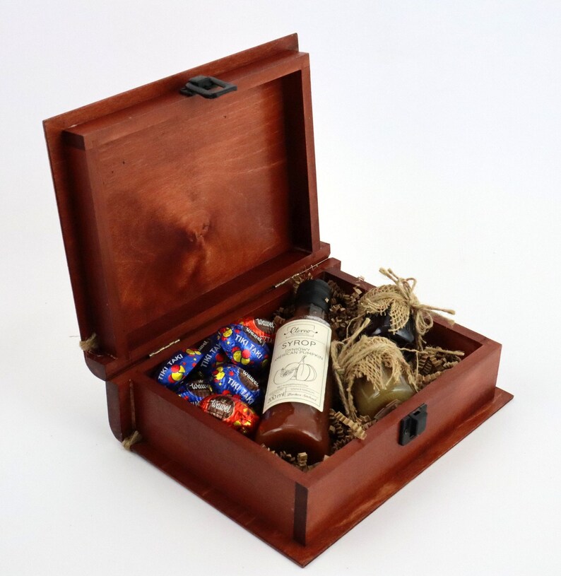 Wooden Book-shaped Box With Autumn Motif and Brass Clasp – Keepsake Box ...