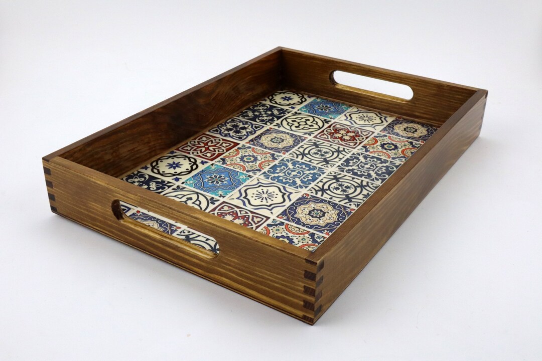 Medium Size Wooden Tray With Handles. - Etsy Canada