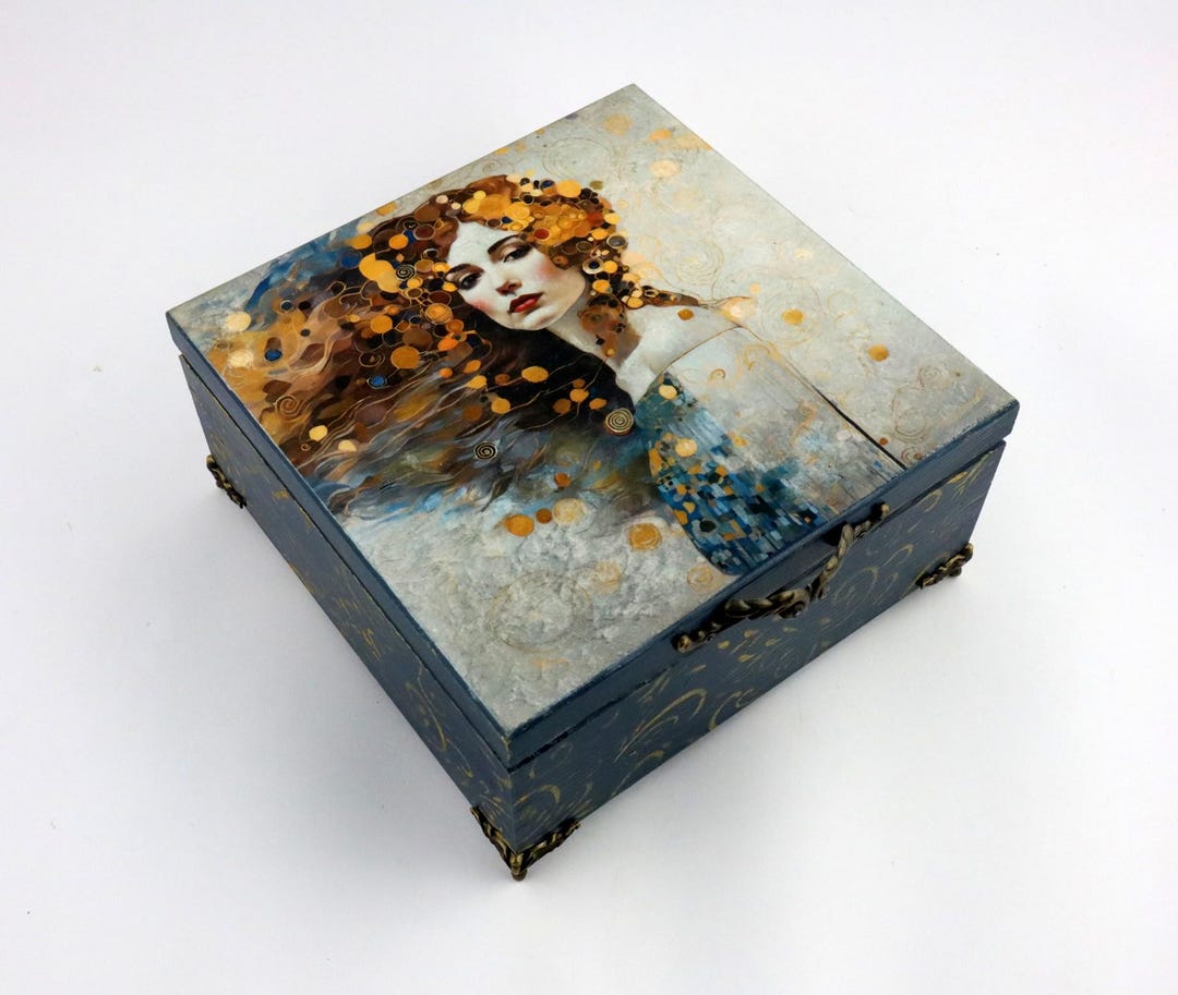 Wooden Elegant Navy Blue Jewelry Box, Decorative Gift Box, Elegant Box ...